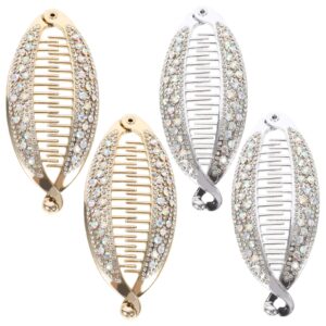 lalafina 4pcs interlocking hair clips banana clips hair for fine hair rhinestone banana clip rhinestone hair clips hair clips medium size rhinestone hair accessories fish shape clip hairpin