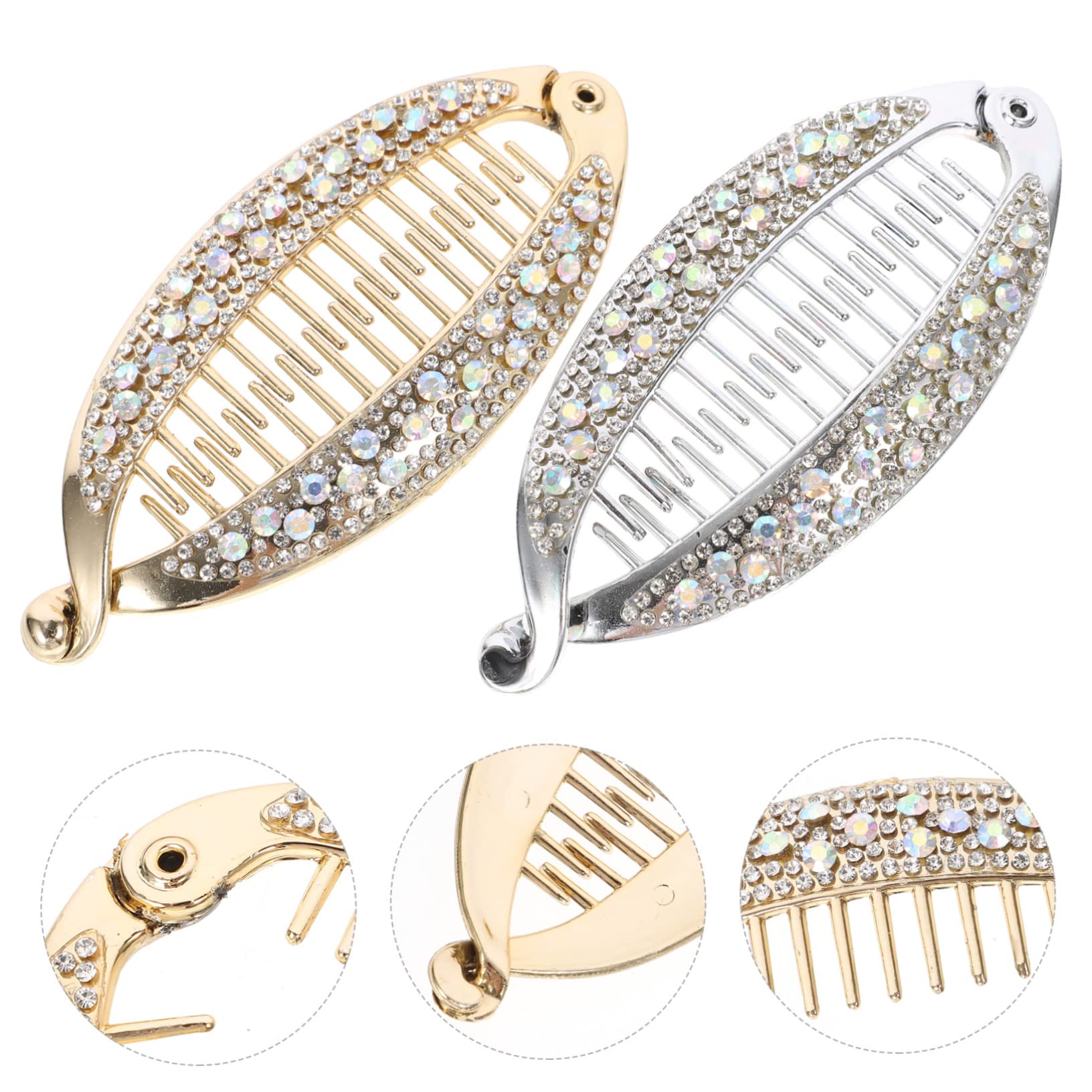 LALAFINA 4pcs Interlocking Hair Clips Banana Clips Hair for Fine Hair Rhinestone Banana Clip Rhinestone Hair Clips Hair Clips Medium Size Rhinestone Hair Accessories Fish Shape Clip Hairpin