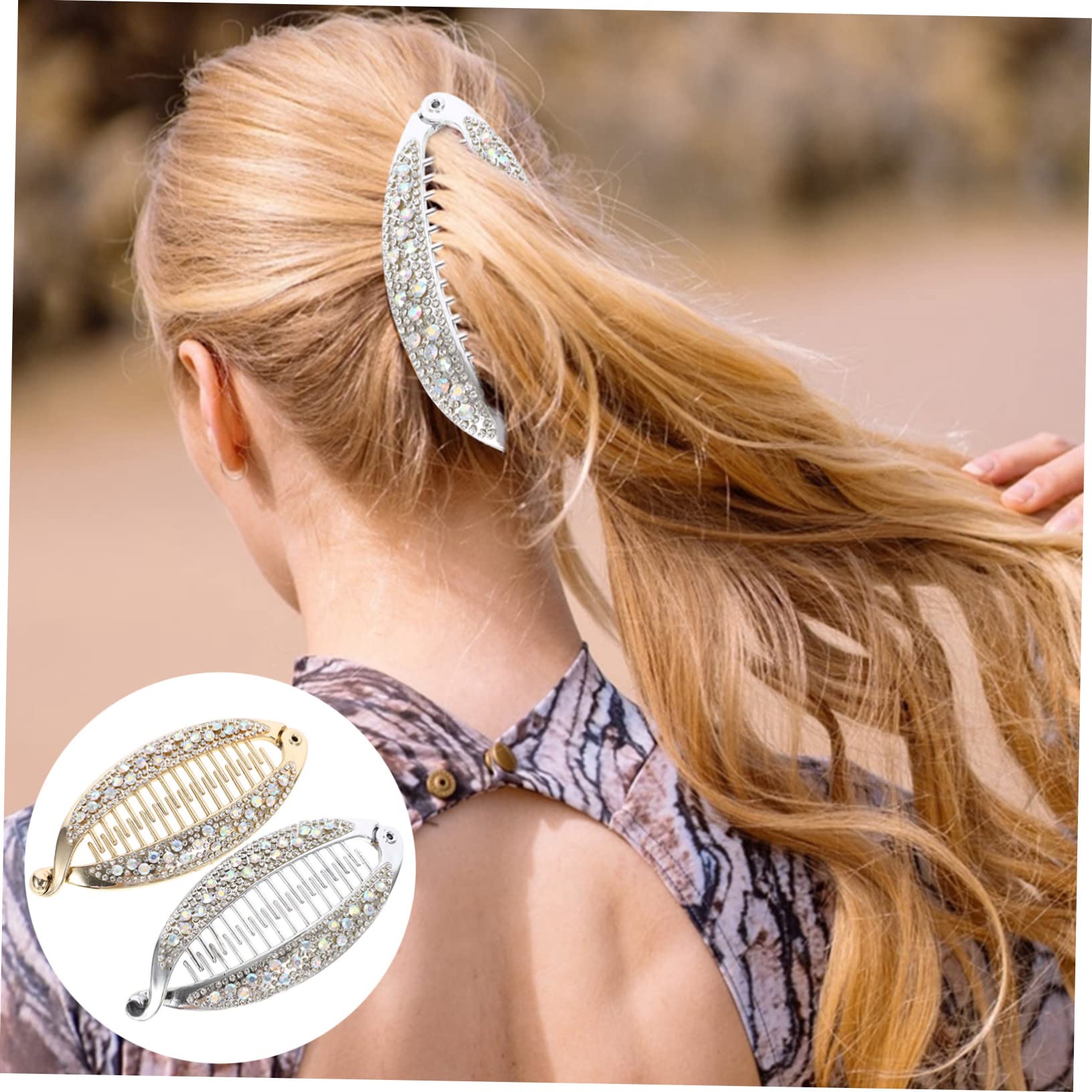 LALAFINA 4pcs Interlocking Hair Clips Banana Clips Hair for Fine Hair Rhinestone Banana Clip Rhinestone Hair Clips Hair Clips Medium Size Rhinestone Hair Accessories Fish Shape Clip Hairpin