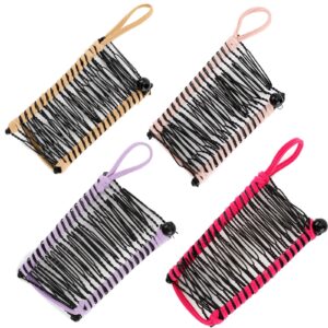 "4 pcs premium banana hair clip vintage banana barrette clincher comb with 20 teeth exquisite hairpins hair accesaries for natural curly thick wavy curly hair ponytail style（pink+purple+rose red+light