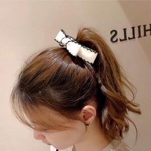 4 Pcs Bow Banana Hair Clips Ribbon Vertical Ponytail Claw Clips Bowknot Banana Hairpins Ponytail Holder Hair Barrette Accessories for Women Girls