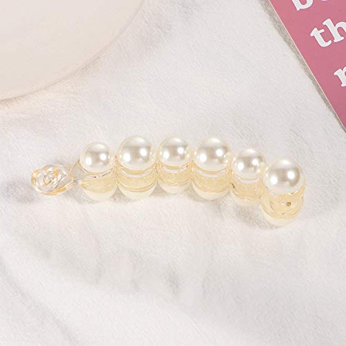 Leadigol 2PCS Pearl Hair Clip,Elegant Banana Hair Clip Plastic Banana Clip Pearl Barrettes Pearl Ponytail Hair Clip for Women