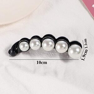 Leadigol 2PCS Pearl Hair Clip,Elegant Banana Hair Clip Plastic Banana Clip Pearl Barrettes Pearl Ponytail Hair Clip for Women