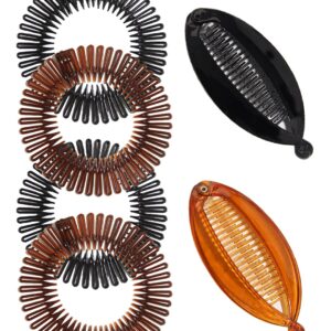 LFOUVRE 6Pieces bundle of hair clips Stretch Comb headbands Banana Hair Clips Full Circular Stretch Teeth Flexible Hair Comb Headband Hairband Holder for Women Girls (MixColor)