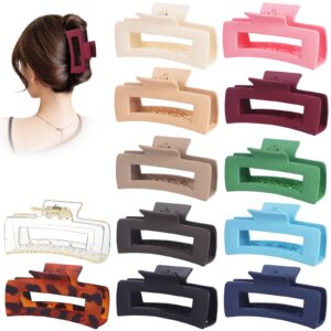 12 pack claw clips for thick hair large hair clips rectangle hair claws 4.1 inch banana clips claw clips for women