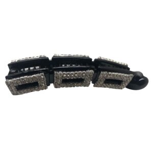 Bling Black Block Shape Banana Hair Clip Diamond Ponytail Holder Hair Clips No Slip Grip Clamp Hair Grip Hairpins Hair Styling