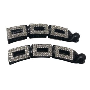 Bling Black Block Shape Banana Hair Clip Diamond Ponytail Holder Hair Clips No Slip Grip Clamp Hair Grip Hairpins Hair Styling