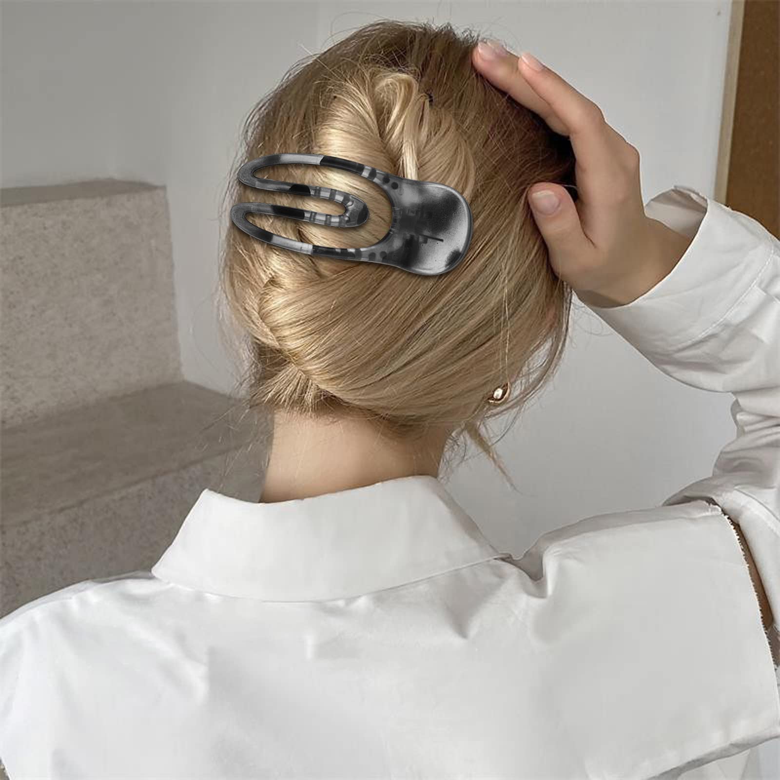 4 Pcs French Concord Flat Hair Clips, 3.54 Inch Curved Hair Claw Alligator Hair Clips Volume Strong Hold Banana Barrettes Hair Clamps Jaw Clips for Women