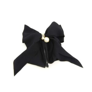 Meilliwish Cloth Pearl Beautiful Banana Hair Clip for Women (H77)(Black)