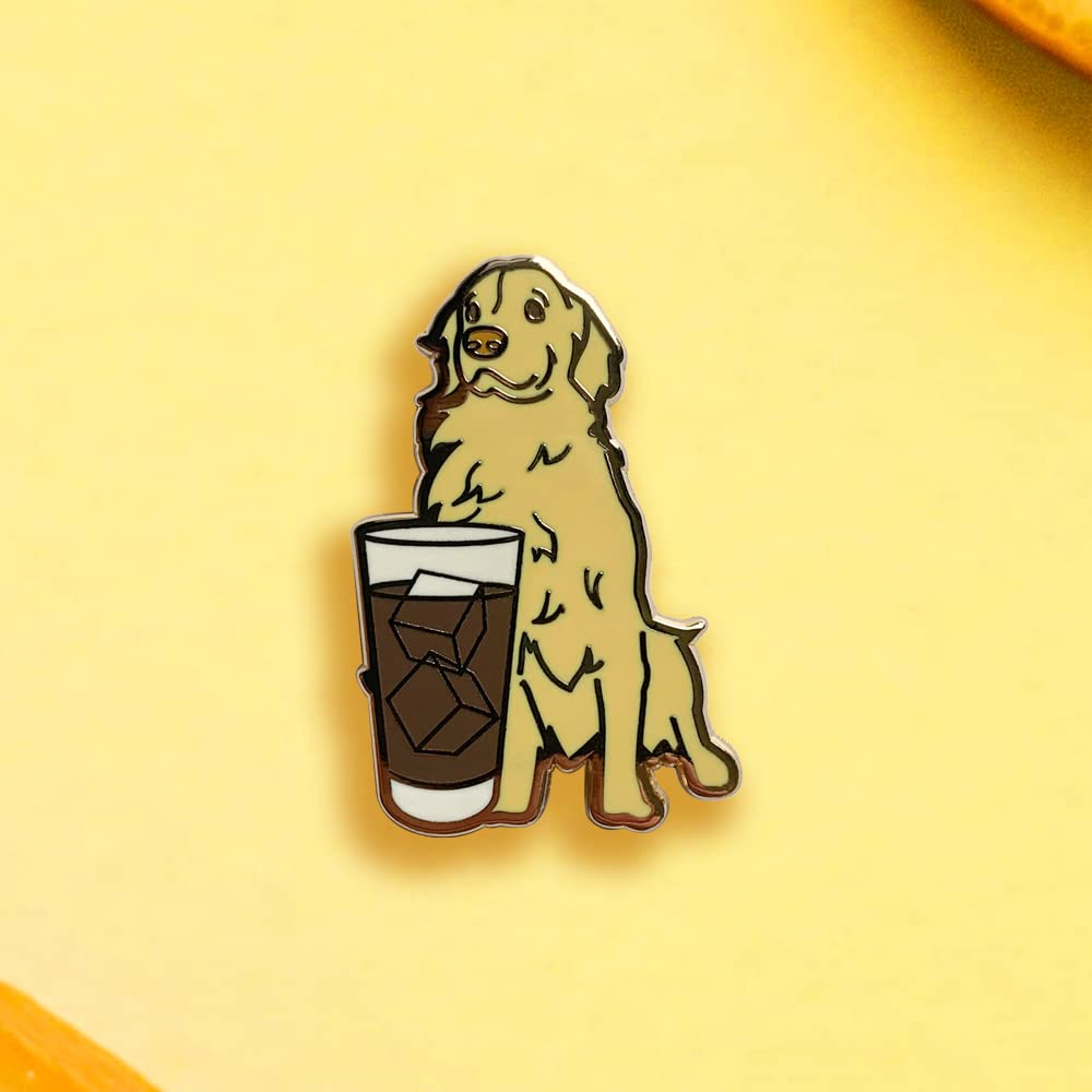 Dog Puppy Coffee Cafe Cute Enamel Pins Set For Jackets Backpack Shirt Lapel Button Badges Pins Aesthetic Brooch For Women Fashion Jewelry (Golden Retriever)