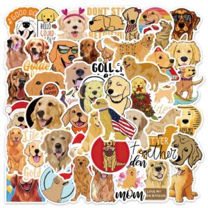 Golden Retriever Stickers for Water Bottles, 50 Pack/PCS Cute Animal Vsco Vinyl Aesthetic Waterproof Dog Stickers Decals Laptop Skateboard Computer Stickers for Teens Kids Girls (Golden Retriever)