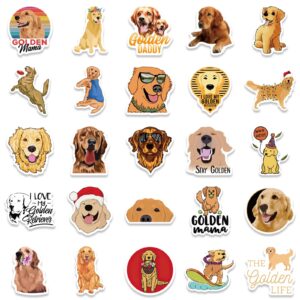 Golden Retriever Stickers for Water Bottles, 50 Pack/PCS Cute Animal Vsco Vinyl Aesthetic Waterproof Dog Stickers Decals Laptop Skateboard Computer Stickers for Teens Kids Girls (Golden Retriever)