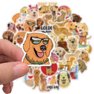 Golden Retriever Stickers for Water Bottles, 50 Pack/PCS Cute Animal Vsco Vinyl Aesthetic Waterproof Dog Stickers Decals Laptop Skateboard Computer Stickers for Teens Kids Girls (Golden Retriever)