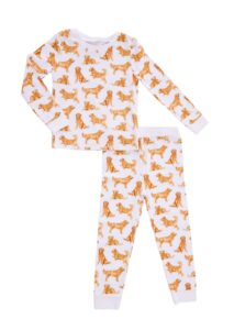 mud pie unisex kid's children's dog breed toddler pajamas, white-golden retriever, 5t