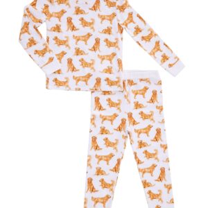 Mud Pie Unisex Kid's Children's Dog Breed Toddler Pajamas, White-Golden Retriever, 5T