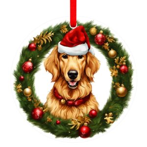 sicohome golden retriever christmas ornament golden retriever gifts for women and dog lovers golden retriever xmas tree ornaments round ornament with gift box xmas present for retrievers lovers gift