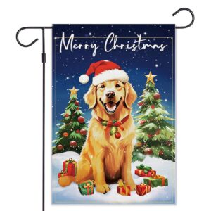 balgardekor golden retriever garden flag christmas dogs garden flag 12x18 double sided merry xmas winter garden flag for outside small vertical burlap yard flag holiday decorations outdoor decor