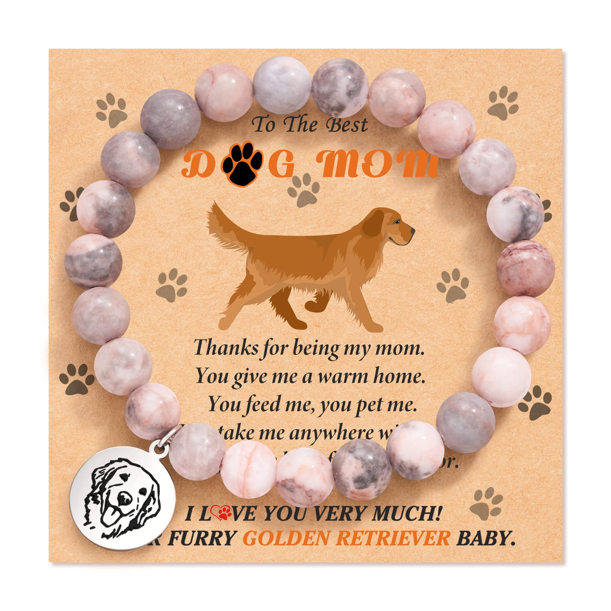 JOGDIAM Dog Mom Gifts for Women, Dog Gifts for Dog Lovers with Gift Message Card, Golden Retriever Gifts Dog Mom Bracelets for Mom, Grandma, Daughter, Wife, Girlfriend, Friends