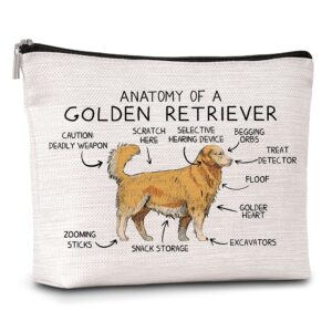 awsice golden retriever makeup bag anatomy of a golden retriever cosmetic bag lover gift for pet dog lover women sister friend-a15