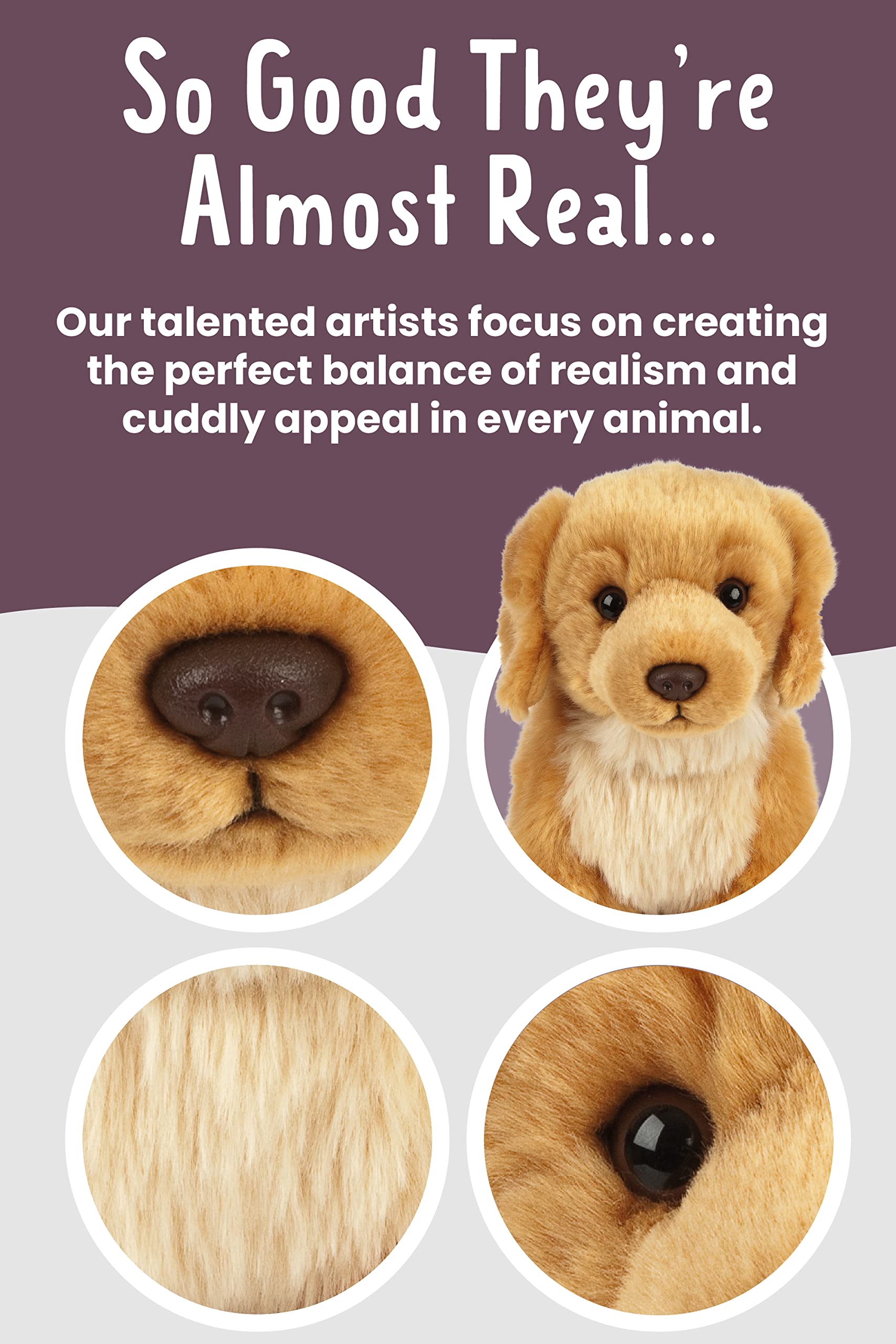 Living Nature Golden Retriever Stuffed Animal | Fluffy Dog Animal | Soft Toy Gift for Kids | 8 inches