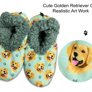 Golden Retriever Super Soft Slippers - E&S Pets - Golden Retriever Gifts - Cozy House Slippers - Non Skid Bottom - One Size Fits Most - Sherpa slipper - Pet Lover Gifts For Men And Women