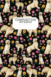 golden retriever composition notebook: golden retriever lovers blank lined journal composition notebook for women, girls, and kids