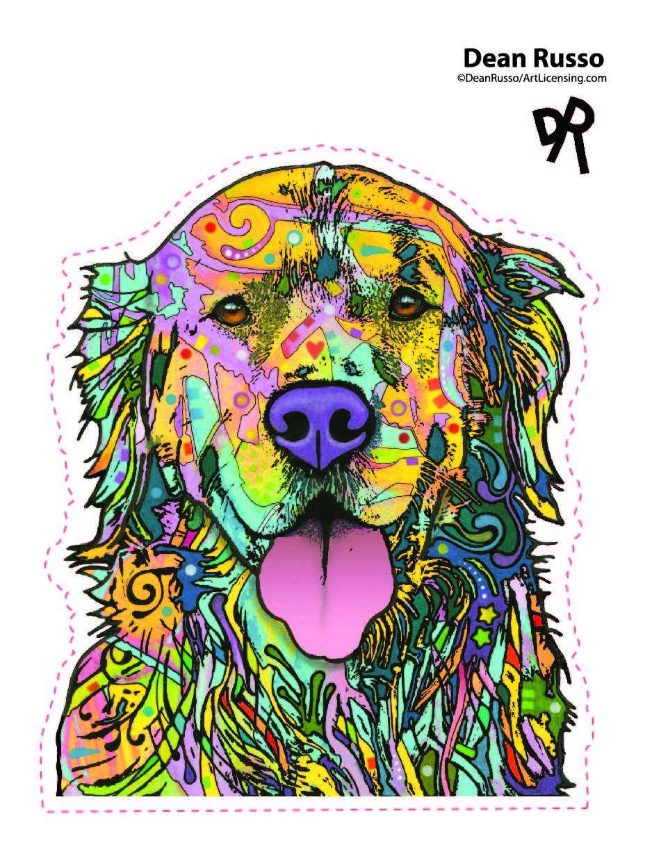 Enjoy It Dean Russo Golden Retriever Car Stickers, Outdoor Rated Vinyl Sticker Decals for Windows, Bumpers, Laptops or Crafts - 2 Pieces