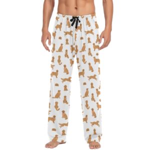 ollabaky men's pajama pants golden retriever dogs sleepwear lounge pajama bottoms with pockets, xl