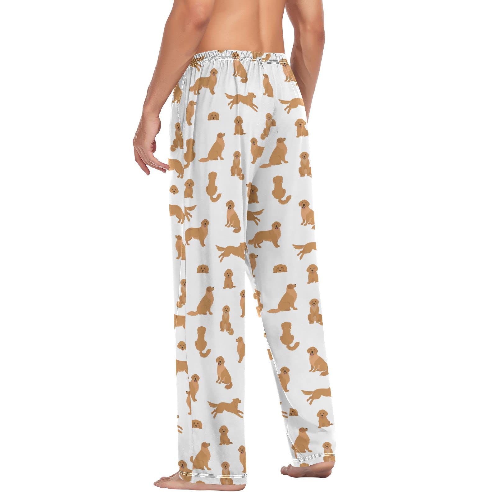 Ollabaky Men's Pajama Pants Golden Retriever Dogs Sleepwear Lounge Pajama Bottoms with Pockets, XL