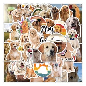 asverbet golden retriever dog stickers, 50pcs vinyl waterproof decals for laptop, water bottle, phone, cartoon style, reusable