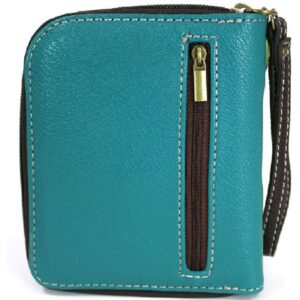 CHALA Zip Around Wallet, Wristlet, 8 Credit Card Slots, Sturdy Pu Leather - Golden Retriever - Turquoise