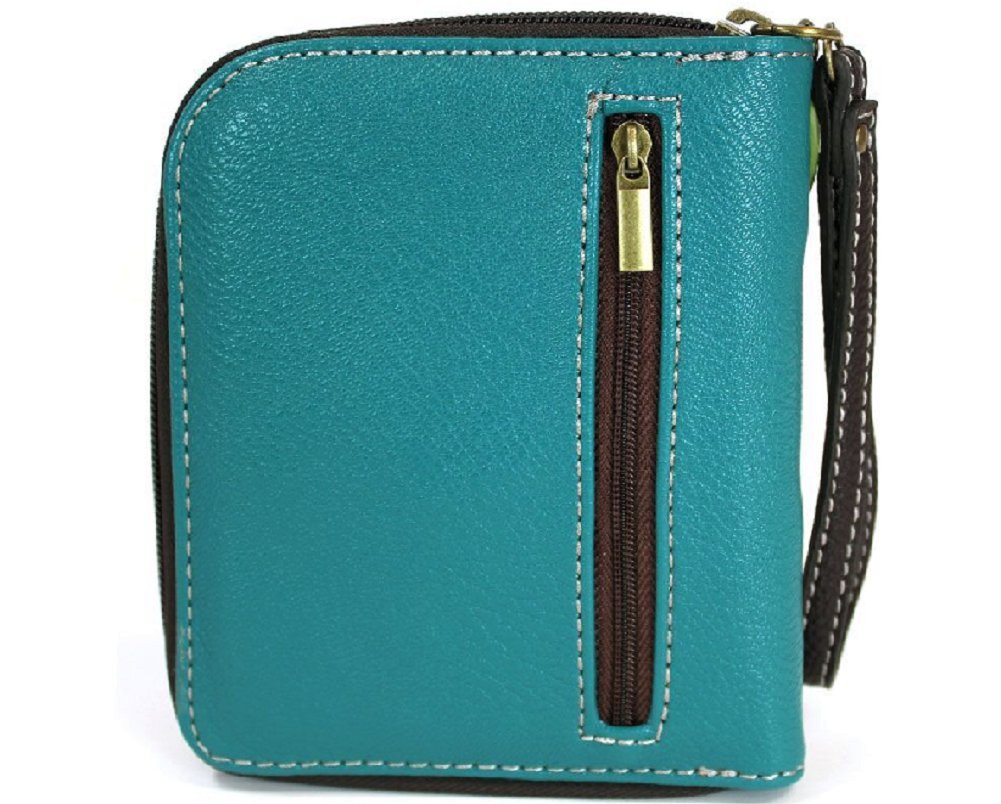 CHALA Zip Around Wallet, Wristlet, 8 Credit Card Slots, Sturdy Pu Leather - Golden Retriever - Turquoise