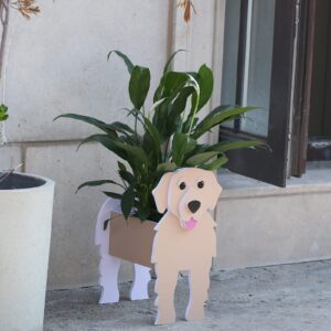 gochoi golden retriever gifts for women, golden retriever dog planter pot flower pots for outdoor garden decoration, golden retriever plant container holder office home decor small golden retriever