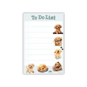 golden retriever sticky notepad to do list | kawaii lover gifts for women | office school supply dog sticky notes 4"x6" 50 pages