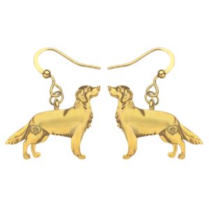 duowei dainty golden retriever dog earrings vintage dangle drop for women teens girls aesthetic jewelry gifts (gold plated golden retriever)