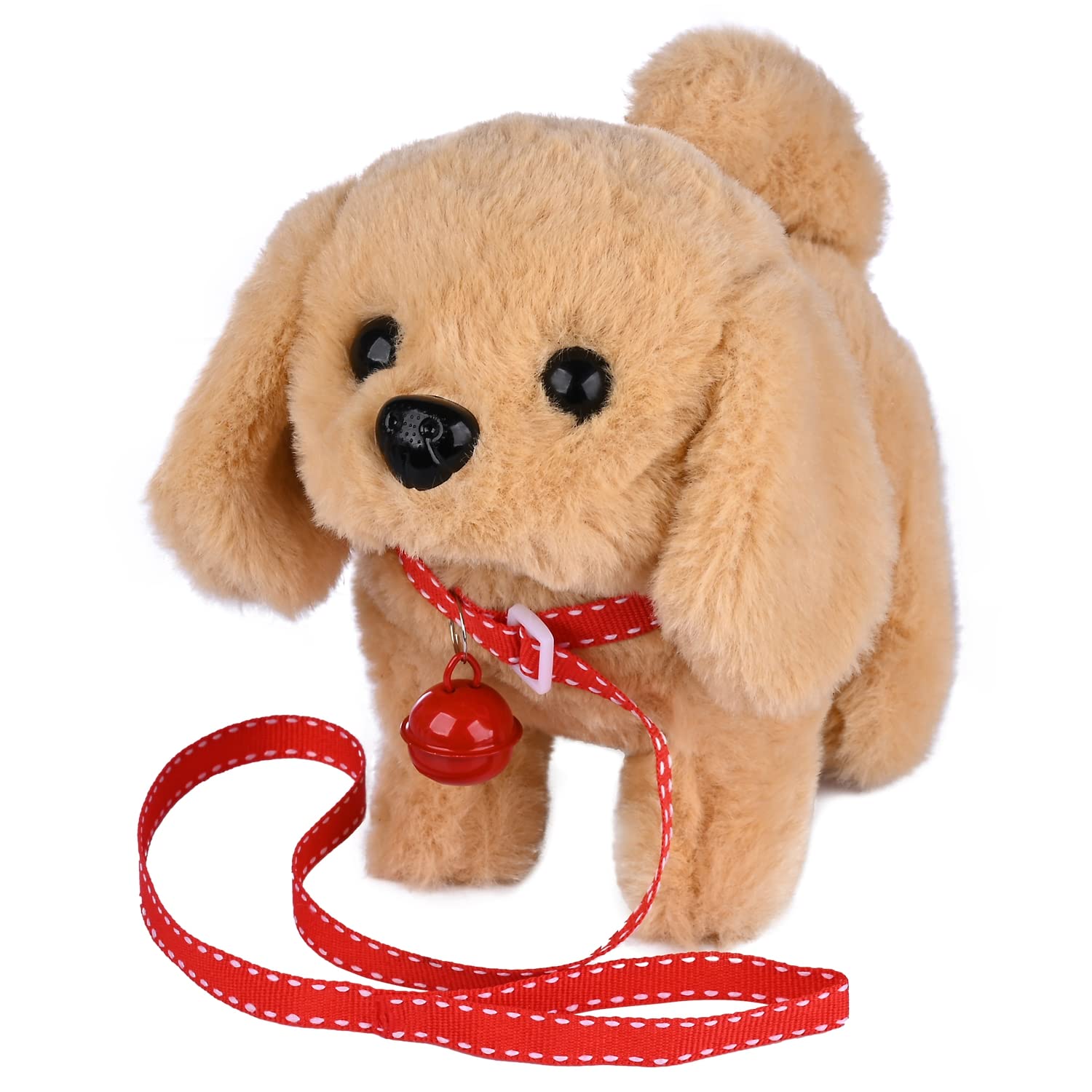 WorWoder Plush Golden Retriever Toy Puppy Electronic Interactive Pet Dog - Walking, Barking, Tail Wagging, Stretching Companion Animal for Kids (Golden Dog)