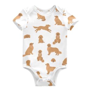 vvfelixl baby girls' bodysuits golden retriever dogs short sleeve cotton baby clothes for girls 9-12 months puppy