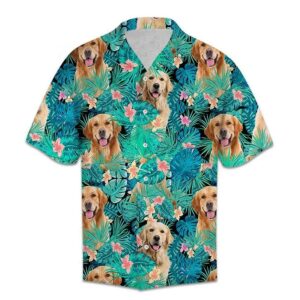 generic golden retriever hawaiian shirts for men - tropical golden retriever button down mens hawaiian shirts short sleeve series 4 size 2xl