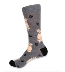 urban peacock men's novelty fun crew socks - multiple patterns! (dogs - golden retriever - grey, 1 pair)