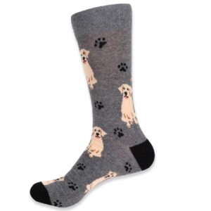 Urban Peacock Men's Novelty Fun Crew Socks - Multiple Patterns! (Dogs - Golden Retriever - Grey, 1 Pair)