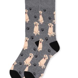 Urban Peacock Men's Novelty Fun Crew Socks - Multiple Patterns! (Dogs - Golden Retriever - Grey, 1 Pair)