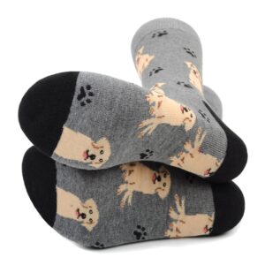 Urban Peacock Men's Novelty Fun Crew Socks - Multiple Patterns! (Dogs - Golden Retriever - Grey, 1 Pair)