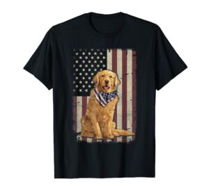 golden retriever american flag bandana 4th of july tshirt t-shirt