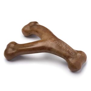 benebone wishbone durable dog chew toy for aggressive chewers, real bacon, made in usa, large