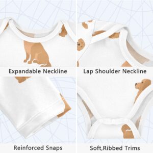 vvfelixl Baby Bodysuits Golden Retriever Dogs Long Sleeve Cotton Baby Clothes For Boys Girls 3-6 Months Goldies Puppy White