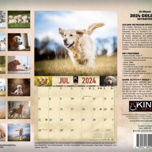 2024 Golden Retriever Wall Calendar 16-Month X-Large Size 14x22, Best Golden Retriever Dog Calendar by The KING Company-Monster Calendars