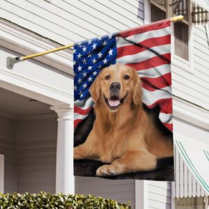 flagwix golden retriever, patriot american dog flags - 4th of july decorations for home, outside, indoor outdoor flag, house flag 30x40 - double sided, heavy duty canvas, fade resistant