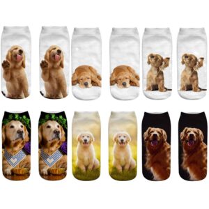 angelteers unisex's lovely 3d golden retriever ankle socks for young dog lover, golden retriever, 10.2 x 7.9 x 0.7 inches