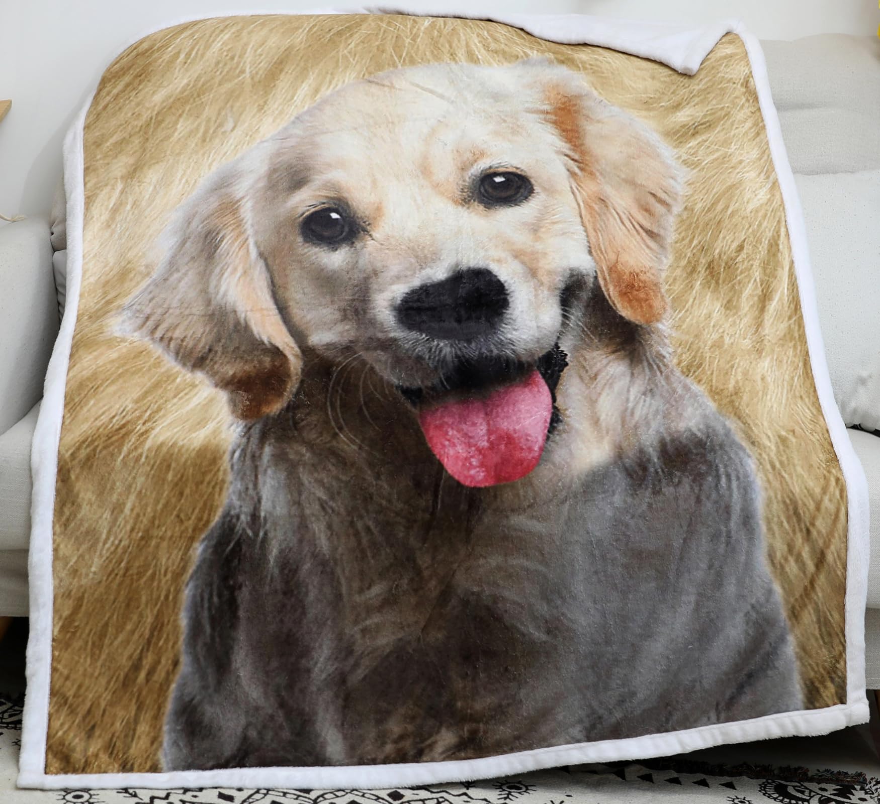 Zevrez Golden Retriever Blanket, Cute Golden Retriever Gifts Kids Throw Blanket with Dog on It Soft Flannel Blanket Gift for Golden Retriever Lovers Boys Girls Sofa Bed 48"x60"