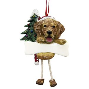 golden retriever ornament with unique "dangling legs" hand painted and easily personalized christmas ornament